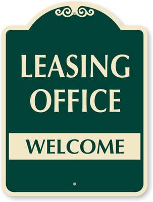 Designer Leasing Office Welcome Sign