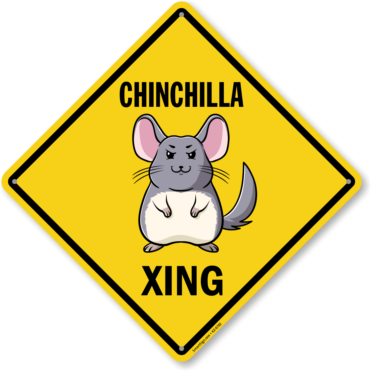 Funny Chinchilla Crossing Diamond Sign, SKU: K2-6782