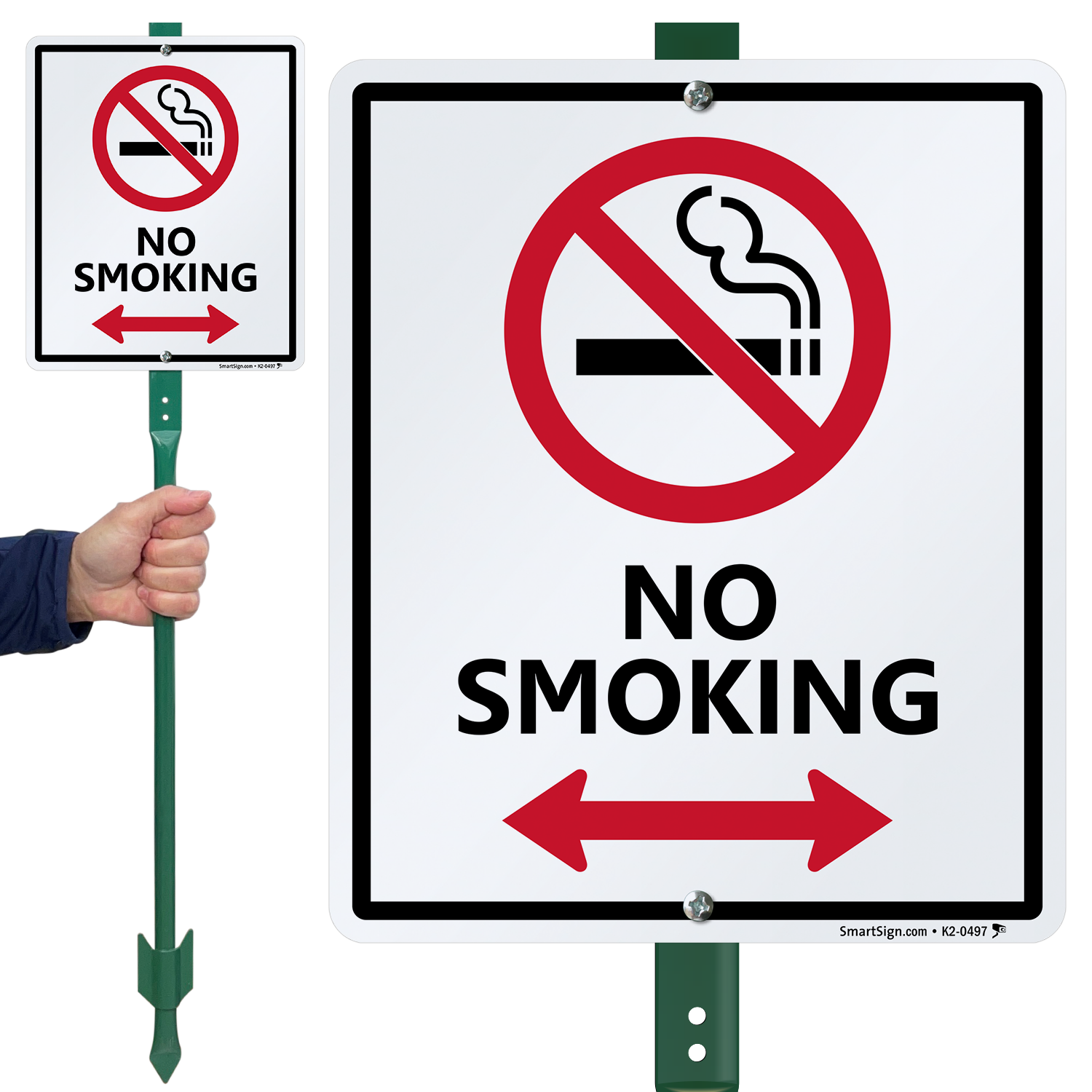No Smoking Sign & Stake Kit with Bidirectional Arrow, SKU: K2-0497