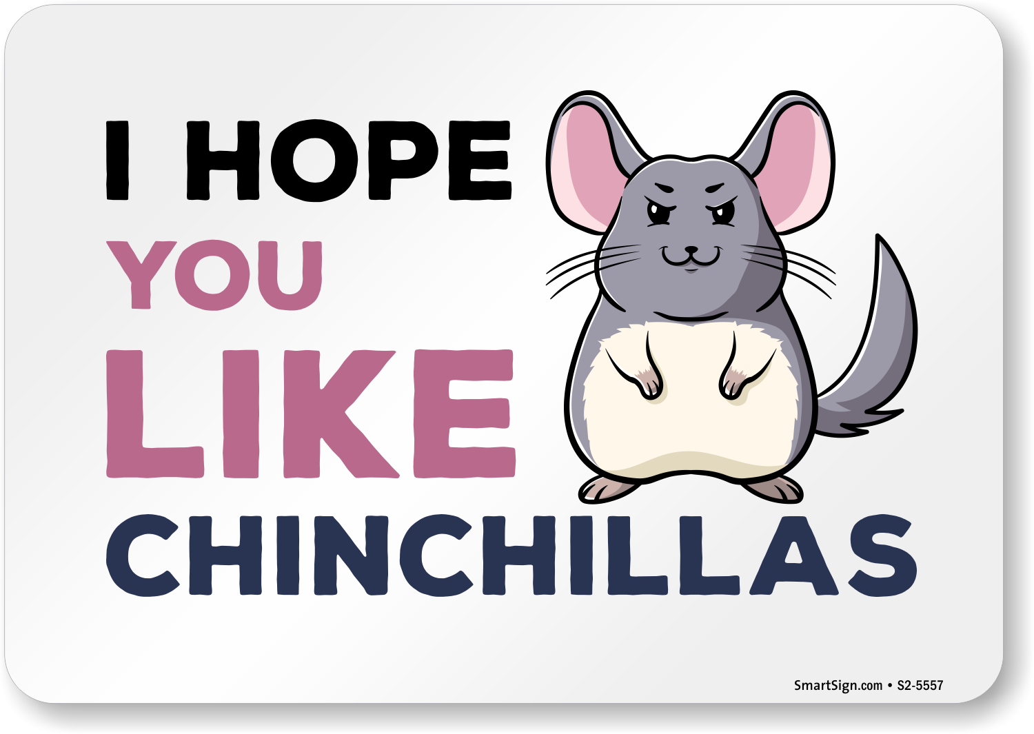 Funny I Hope You Like Chinchillas Horizontal Sign, SKU: S2-5557