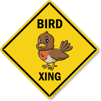Funny Bird Crossing Diamond Sign, SKU: K2-6781